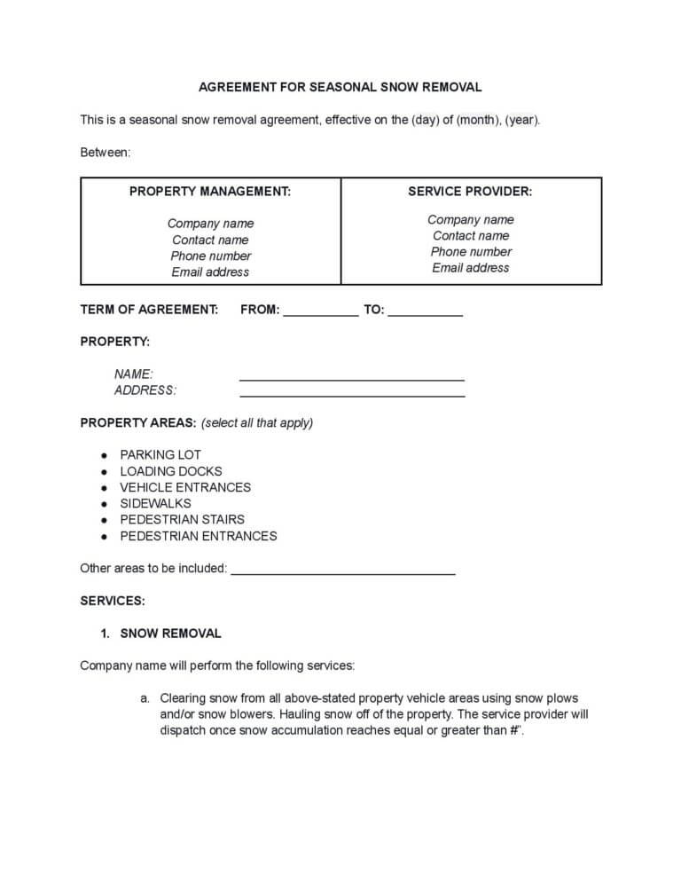 Snow Removal Contract Expert Tips And Templates