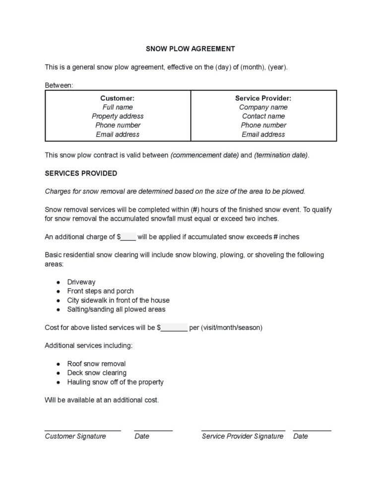 Snow Removal Contract Expert Tips And Templates