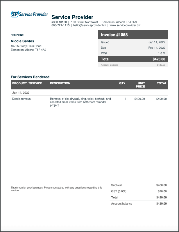 Free Junk Removal Invoice Template Invoice Generator Jobber