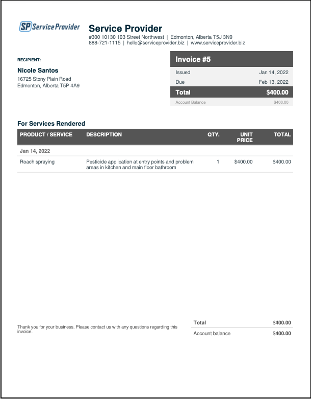 Free Pest Control Invoice Template Invoice Generator Jobber