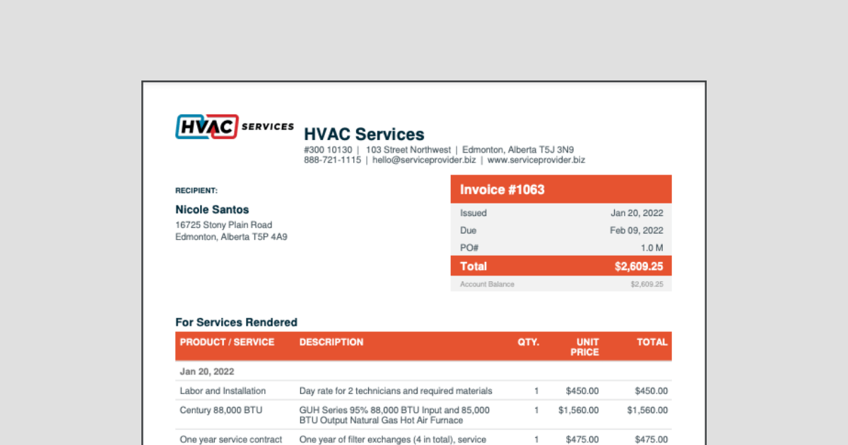Free HVAC Invoice Template Invoice Generator Jobber Academy Free Tools