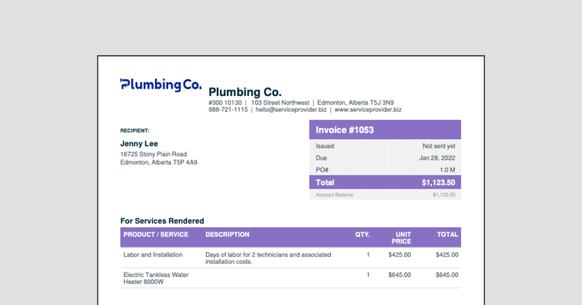 Plumbing Invoice Template Advocatesforag Blog