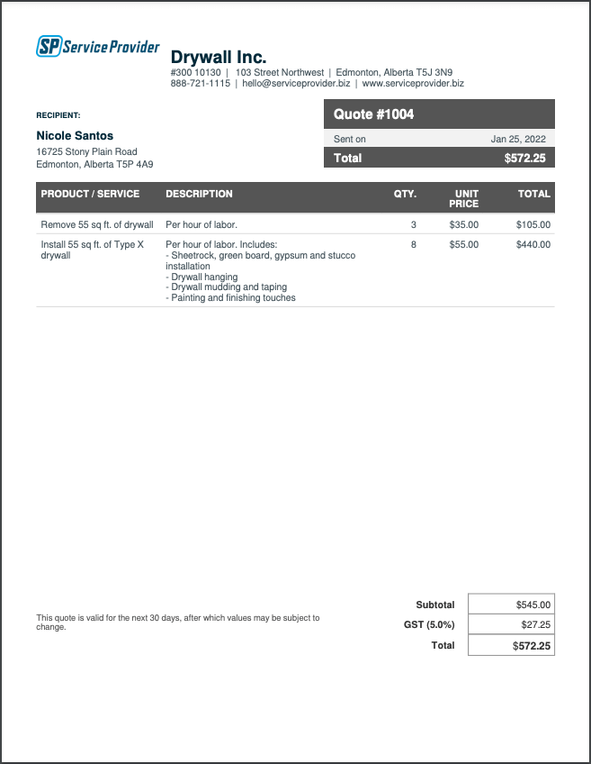Free Drywall Estimate Template Easy To Customize Download Jobber