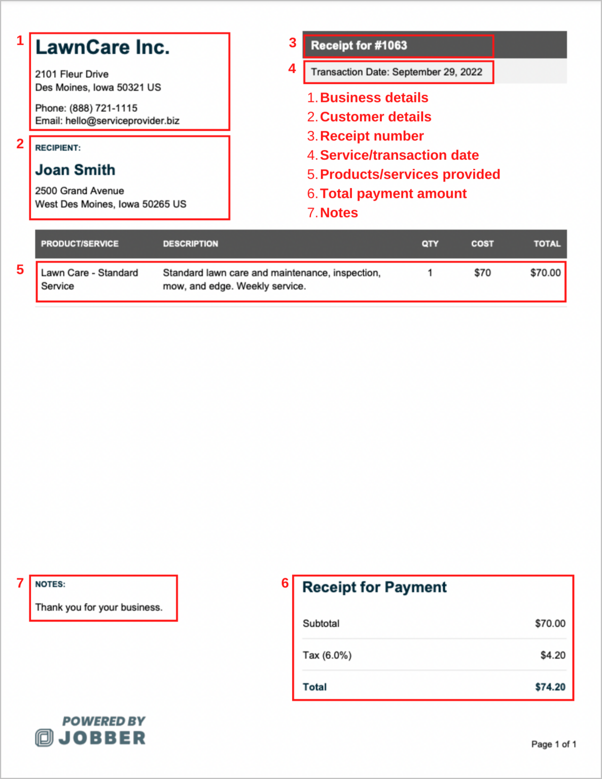 Free Lawn Care Receipt Template | Edit & Download | Jobber