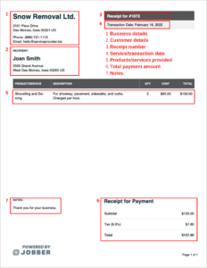 Free Snow Removal Receipt Template | Edit & Download | Jobber