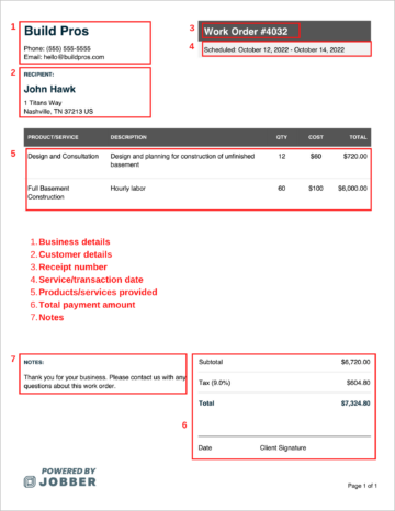 Free Contractor Work Order Template | Edit & Download | Jobber
