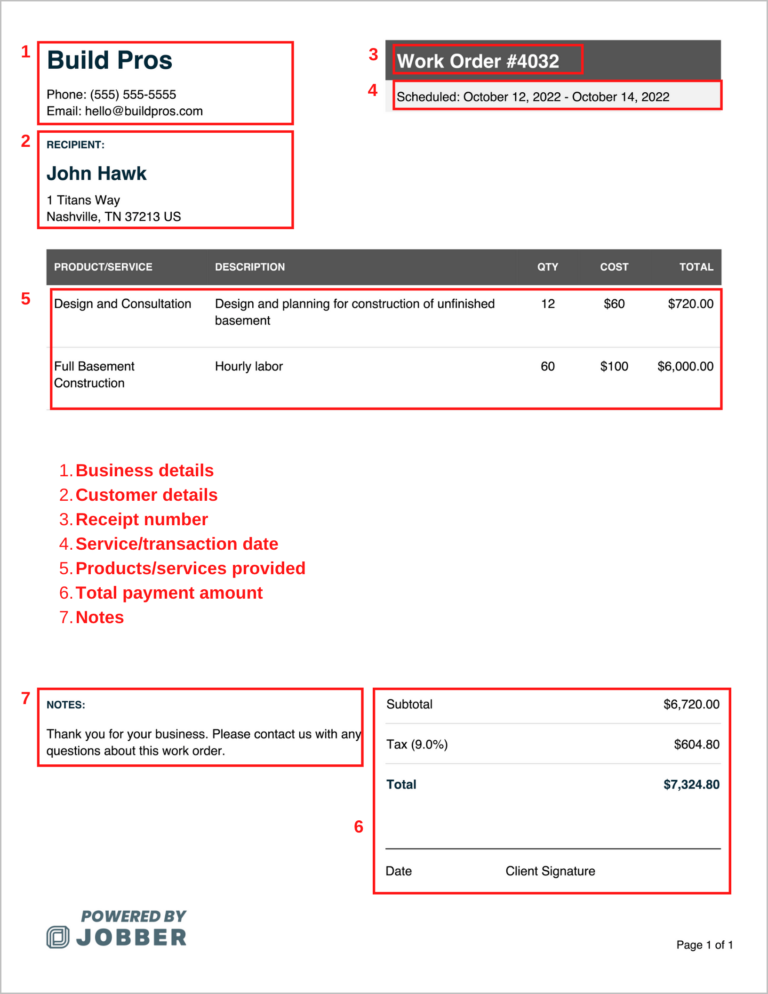 Free Contractor Work Order Template | Edit & Download | Jobber