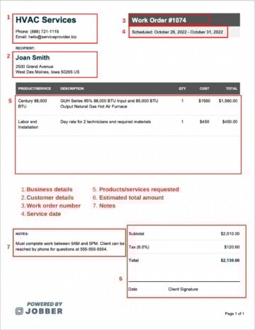 Free HVAC Work Order Template | Edit & Download | Jobber
