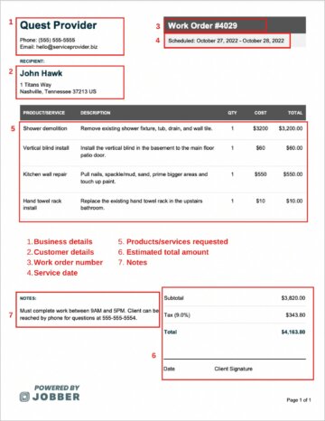 Free Handyman Work Order Template | Edit & Download | Jobber